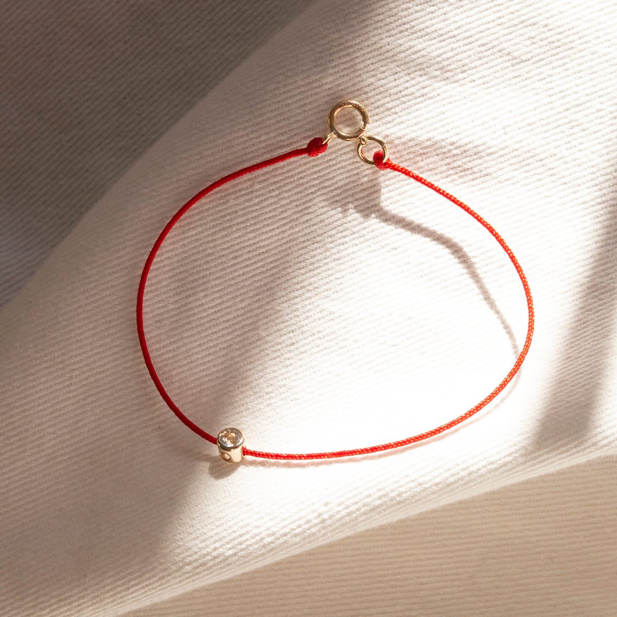 14k Gold Birthstone Charm RED String Thread Bracelet – E&E PROJECT