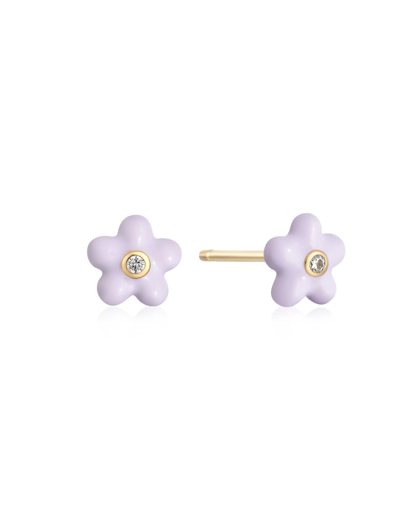 E E Project 14K Violet Flower Stud Earrings