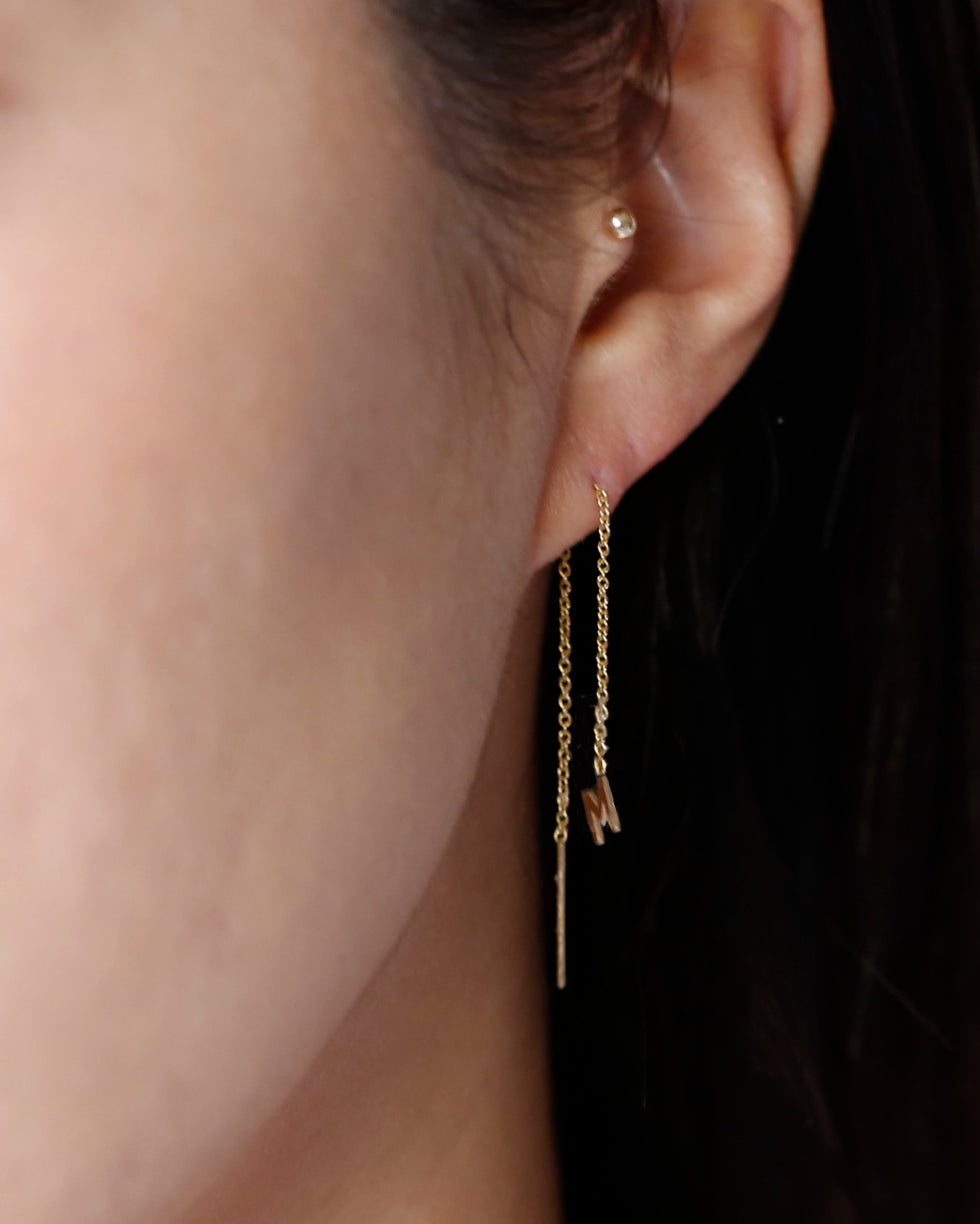 14K Initial Threader Earring – E&E PROJECT