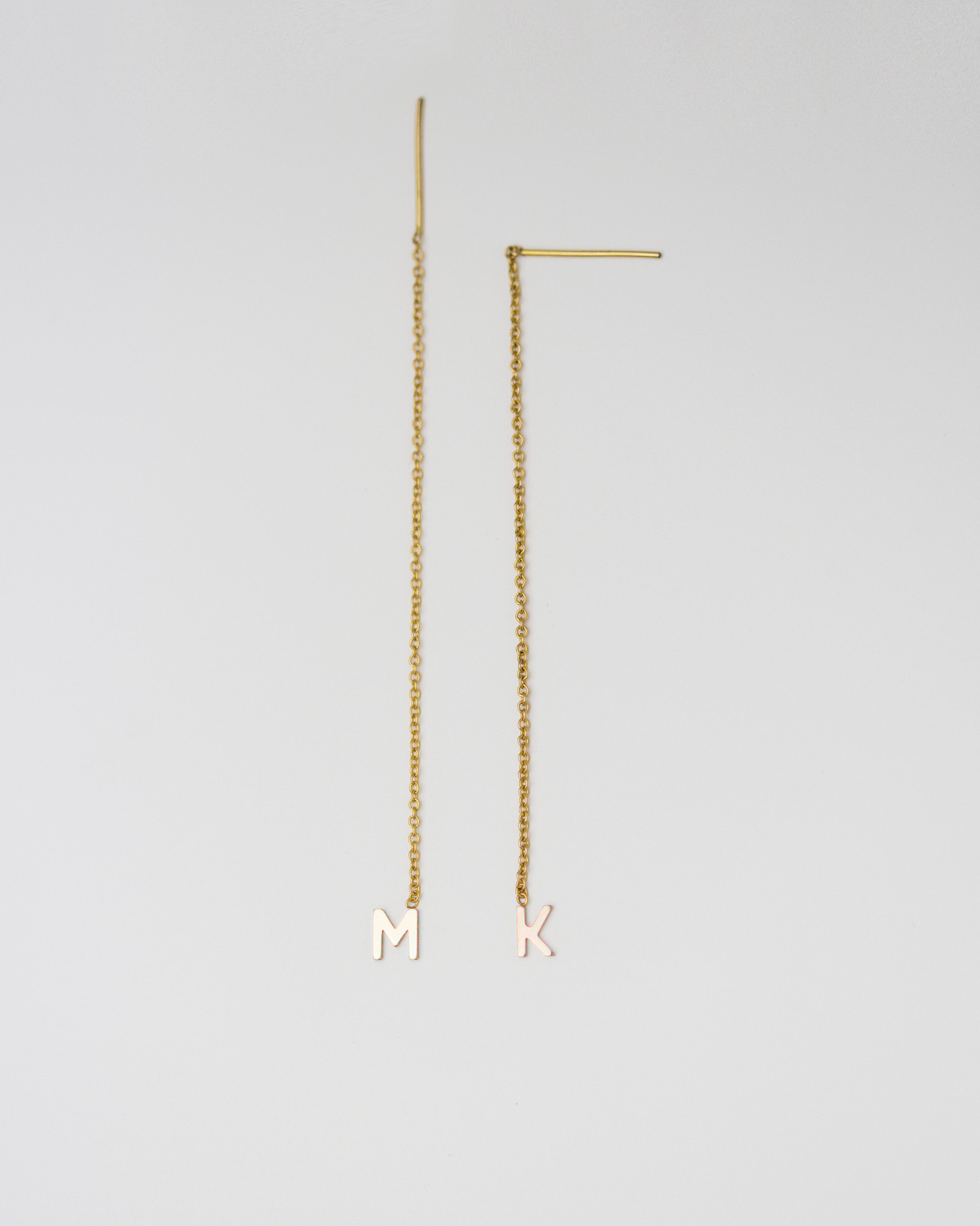 14K Initial Threader Earring – E&E PROJECT