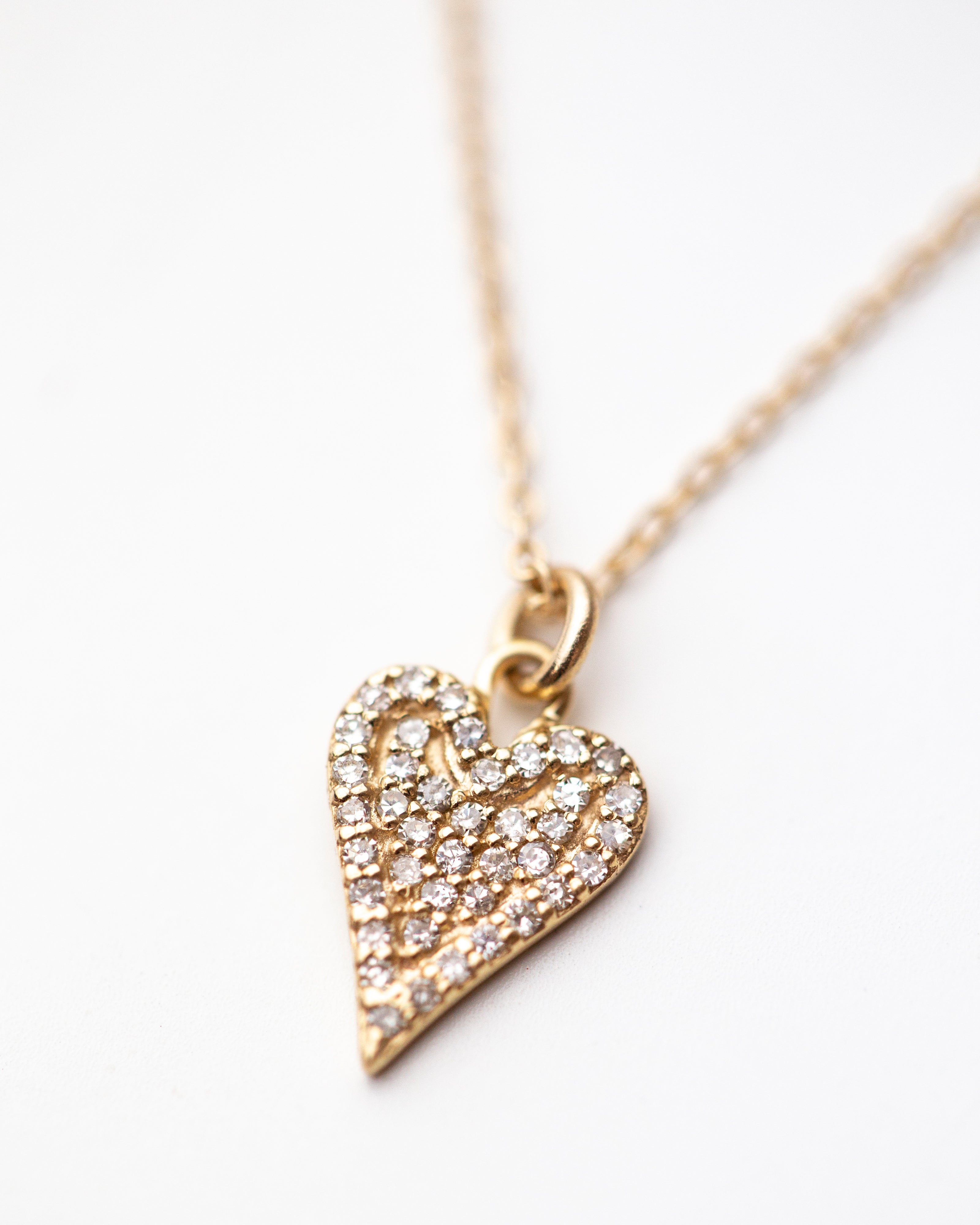14k Diamond Pave Heart charm Necklace – E&E PROJECT