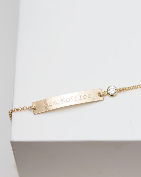 CZ Name Plate Bracelet with Custom Engraving – E&E PROJECT