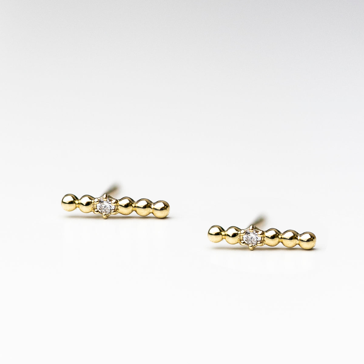 14k Round Bead Studs with diamond accent – E&E PROJECT