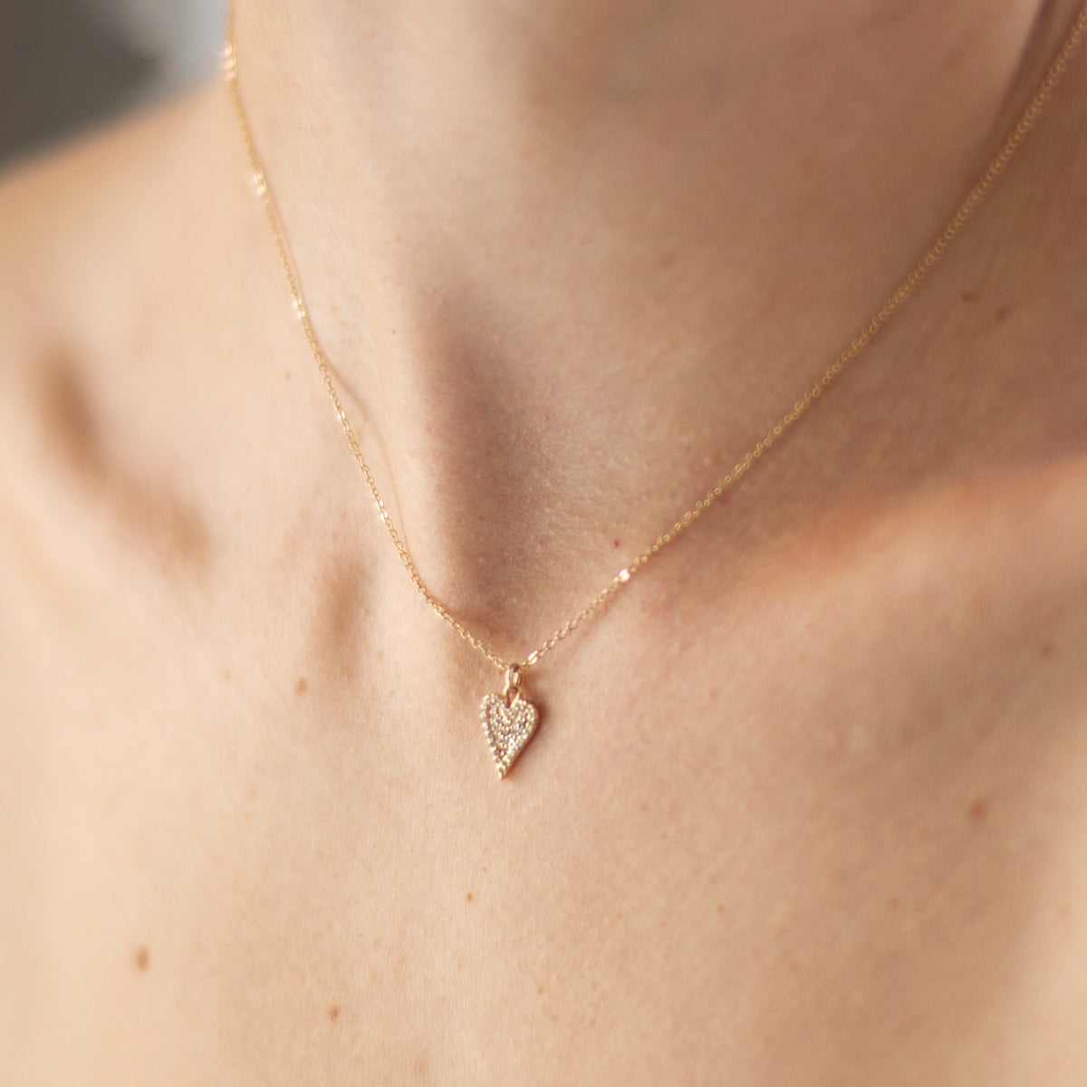 14k Diamond Pave Heart charm Necklace – E&E PROJECT