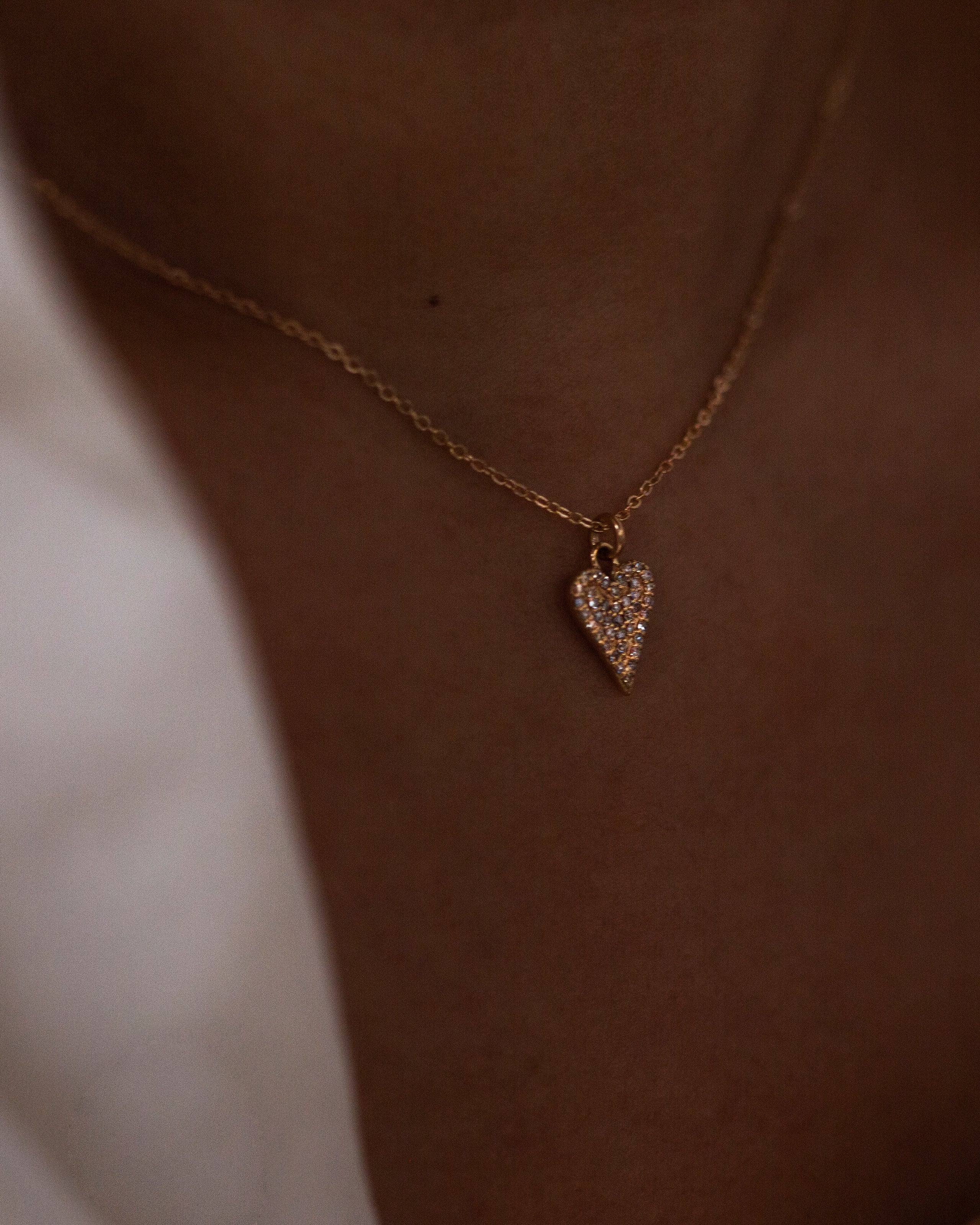 14k Diamond Pave Heart charm Necklace – E&E PROJECT