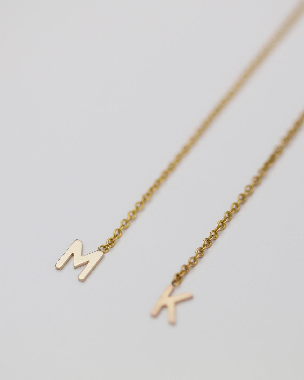 14K Initial Threader Earring – E&E PROJECT